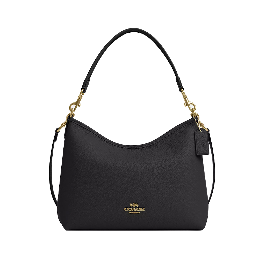 Coach Laurel Pebbled Leather Shoulder Bag Black – voilà.id