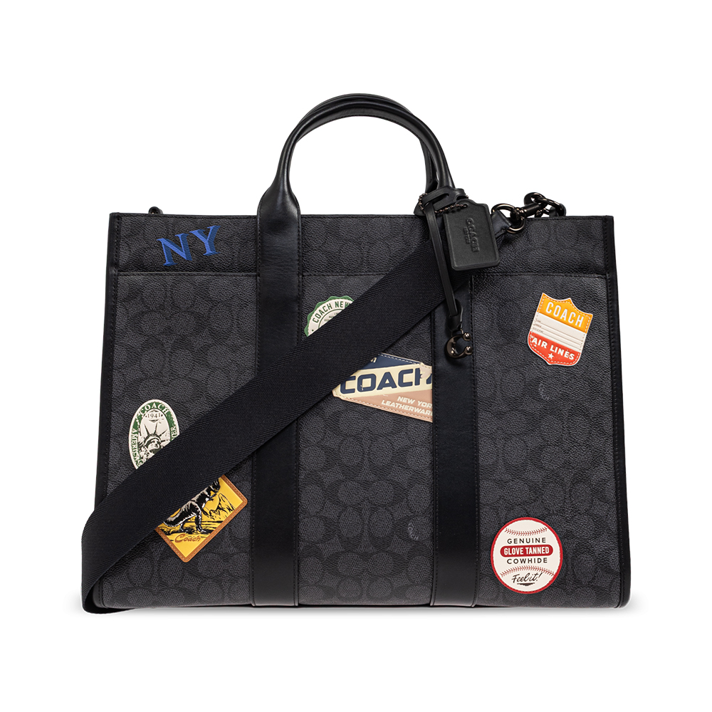 Coach Wesley Tote In Signature Canvas with Patches Black – voilà.id
