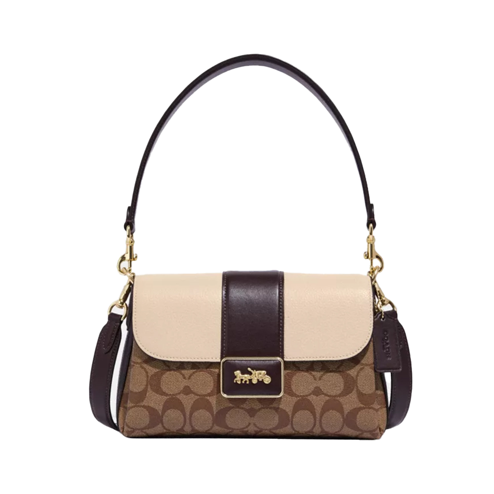 Coach Grace Shoulder Bag In Signature Canvas Khaki/Ivory Multi Mix ...