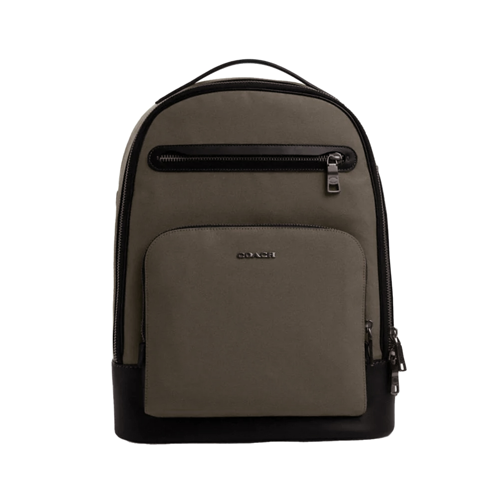 Coach Ethan Backpack Canvas and Smooth Leather Gunmetal/Olive Drab ...
