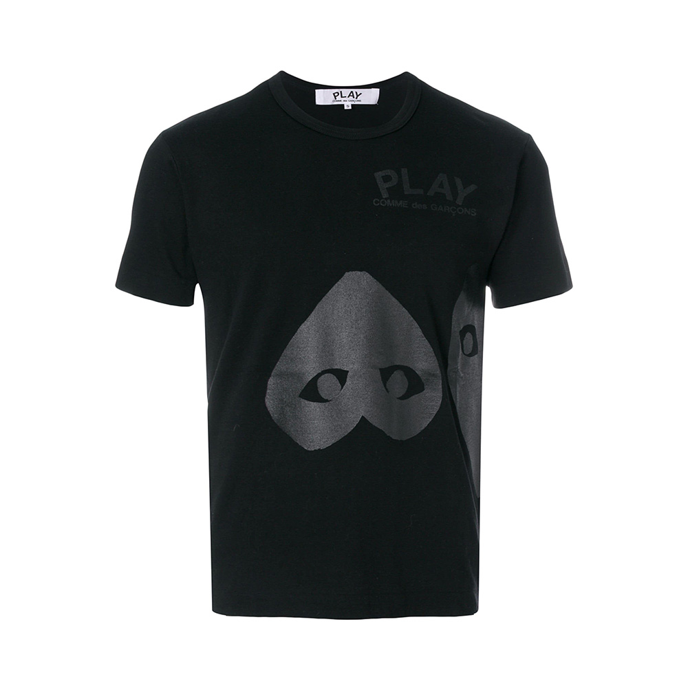 Comme Des Garçons Three Heart Screenprint T-Shirt Black Men – voilà.id