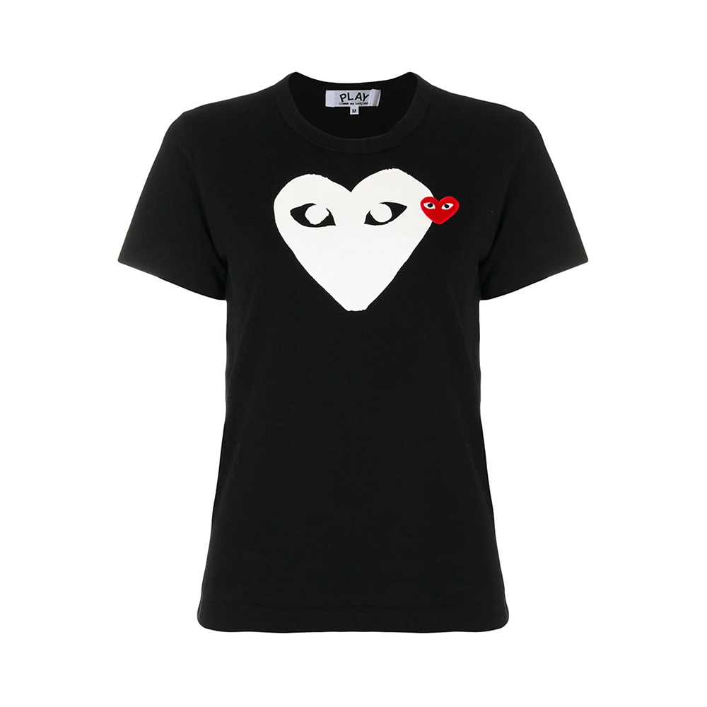 Comme Des Garçons Laminated White Heart T-Shirt Black Women – voilà.id