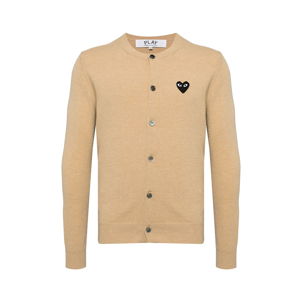 Comme Des Garçons Play Black Heart Logo Wool Cardigan Light Beige ...