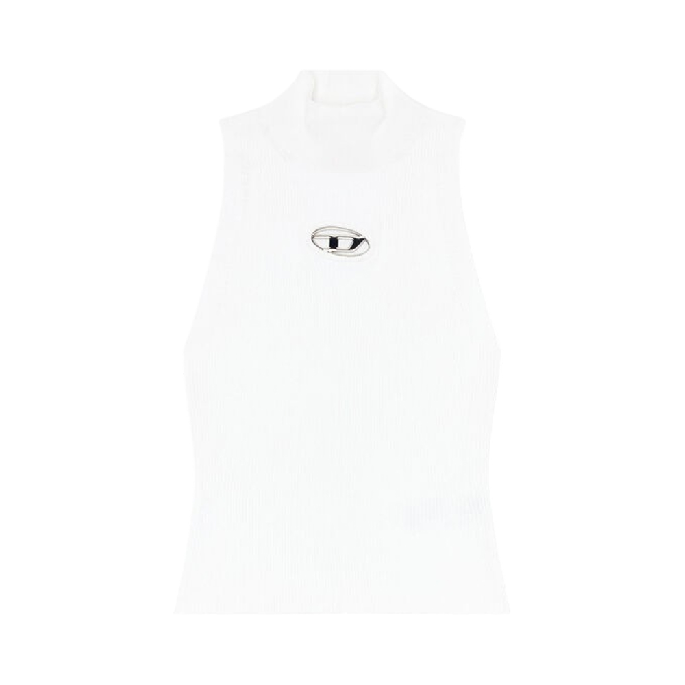 Diesel M-Onervax Turtle Neck Top Ribbed Knit White – voilà.id