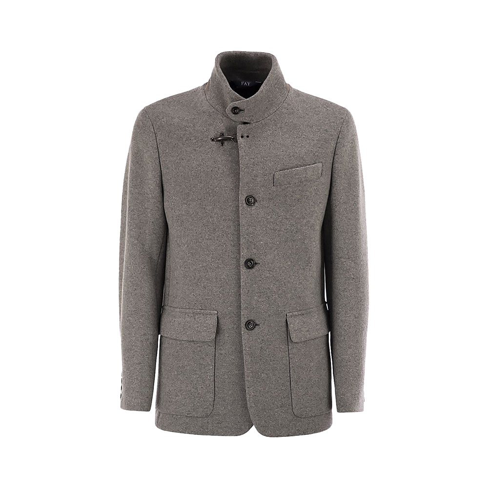 Fay Iconic Hook Detail Wool Coat Grey – voilà.id