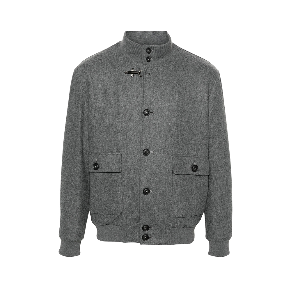 Fay Iconic Hook Detail Wool Bomber Jacket Grey – voilà.id