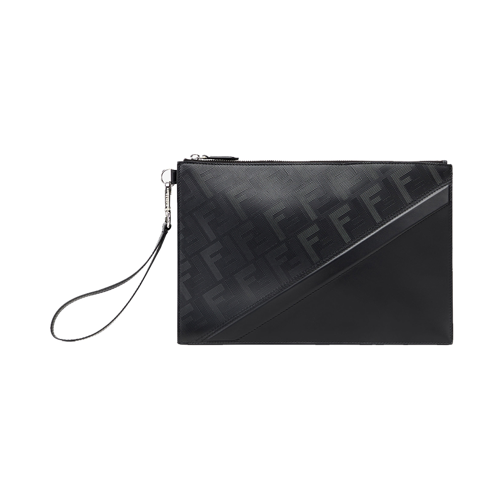 Fendi Shadow Diagonal Flat Pouch Black – voilà.id