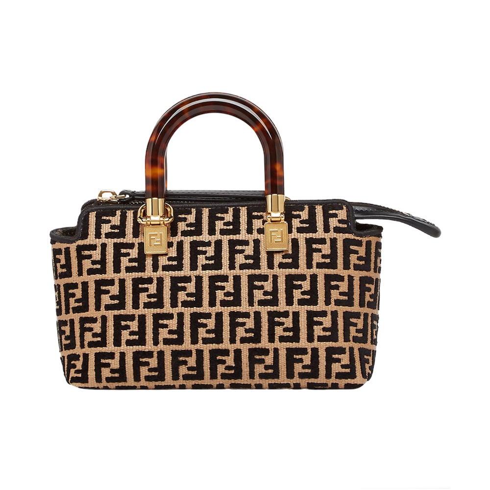 Fendi By The Way Mini Raffia FF Jacquard Handbag Black – voilà.id
