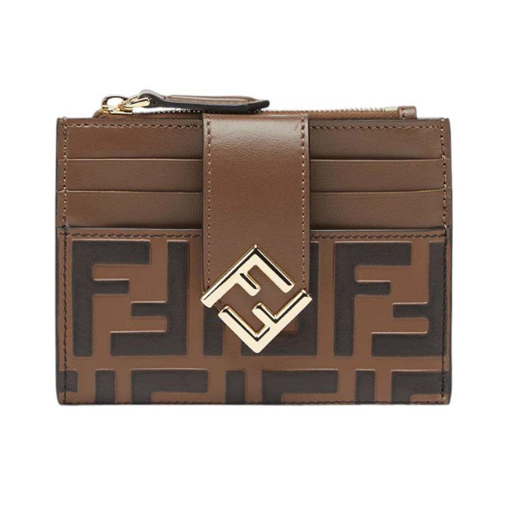 Fendi FF Diamonds Zip Card Case Brown Black – voilà.id