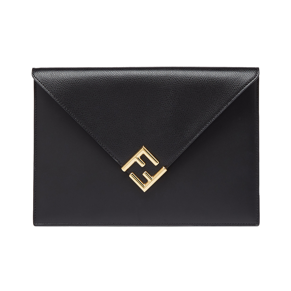 Fendi FF Diamond Large Flat Pouch Black – voilà.id
