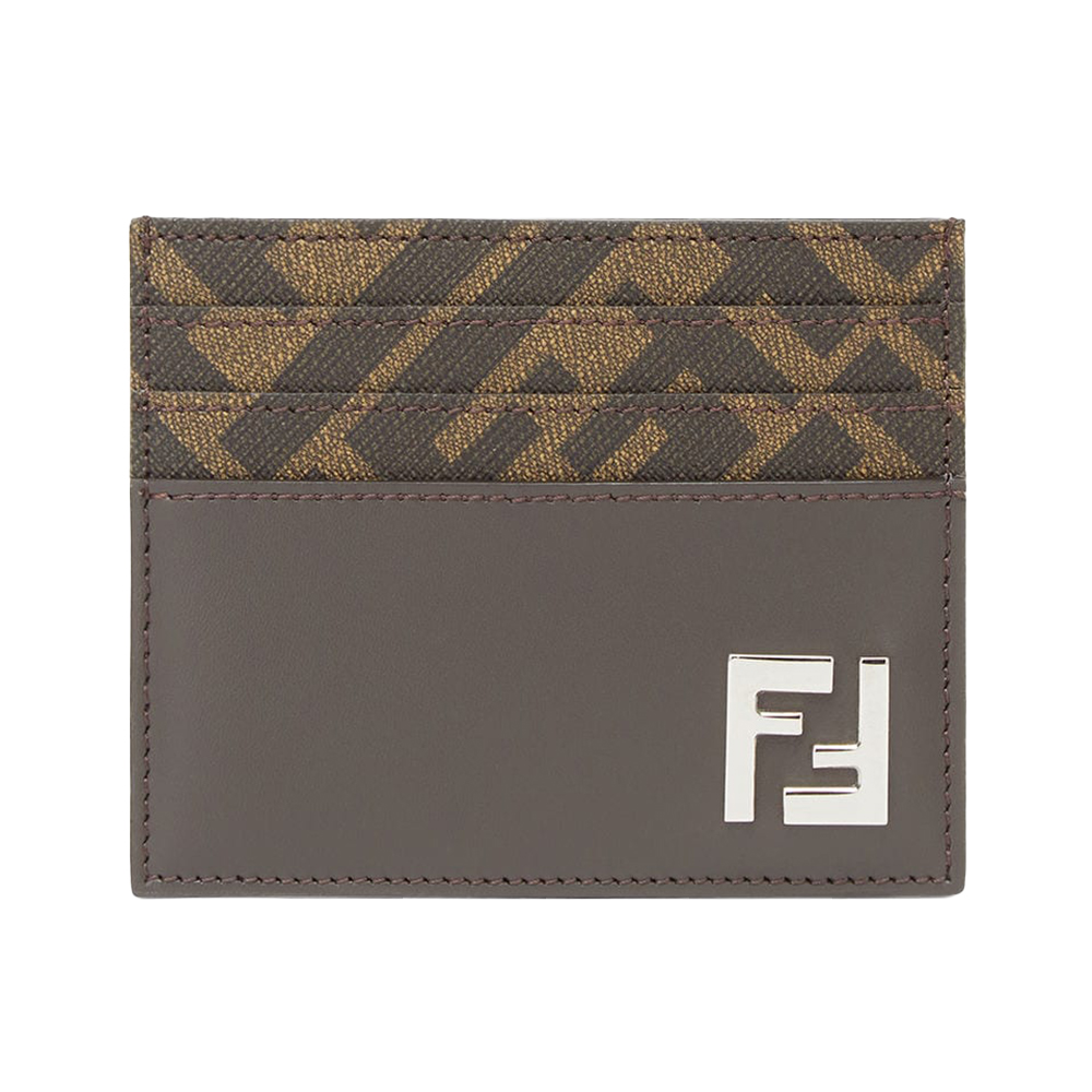 Fendi FF Squared Leather Card Holder Brown – voilà.id
