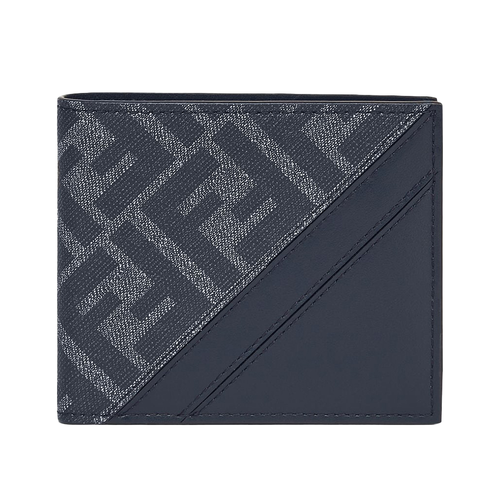 Fendi FF Diagonal Canvas Bi-Fold Wallet Blue – voilà.id