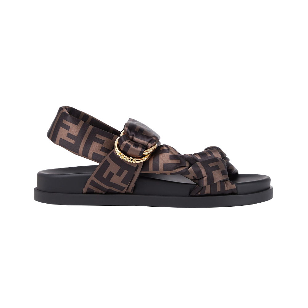 Fendi Feel FF Satin Sandals Brown – voilà.id