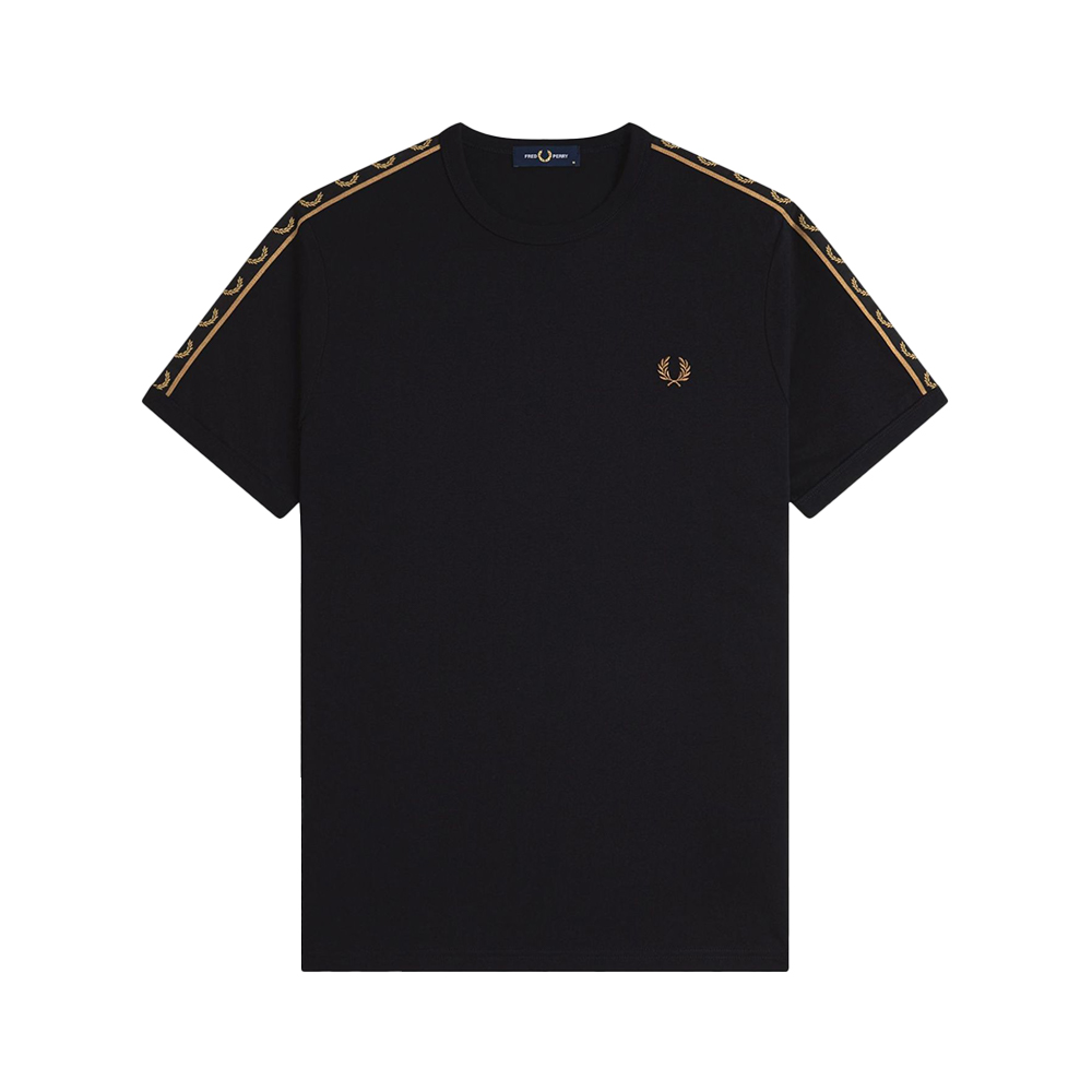 Fred Perry Contrast Tape Ringer T-Shirt Black/Shaded Stone – voilà.id