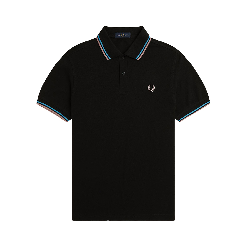 Fred Perry Twin Tipped Polo Shirt Black/Court Blue/Dark Pink – voilà.id