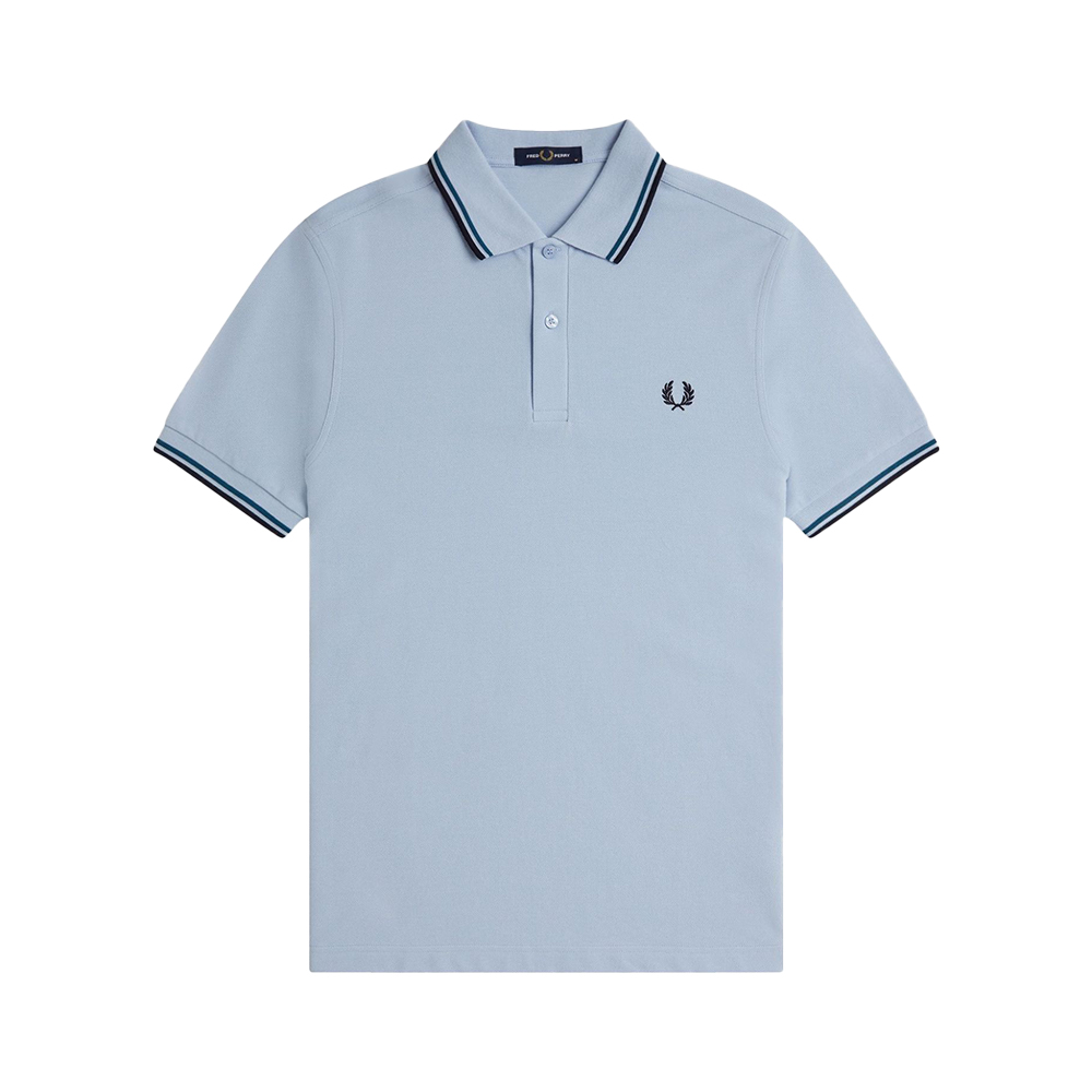 Fred Perry Twin Tipped Polo Shirt Light Smoke/Petrol Blue/Navy – voilà.id