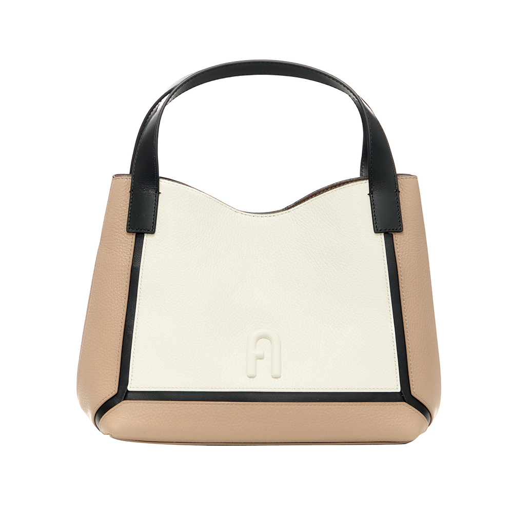 Furla Primula Color Block S Hobo Bag Marshmallow Greige Black – voilà.id