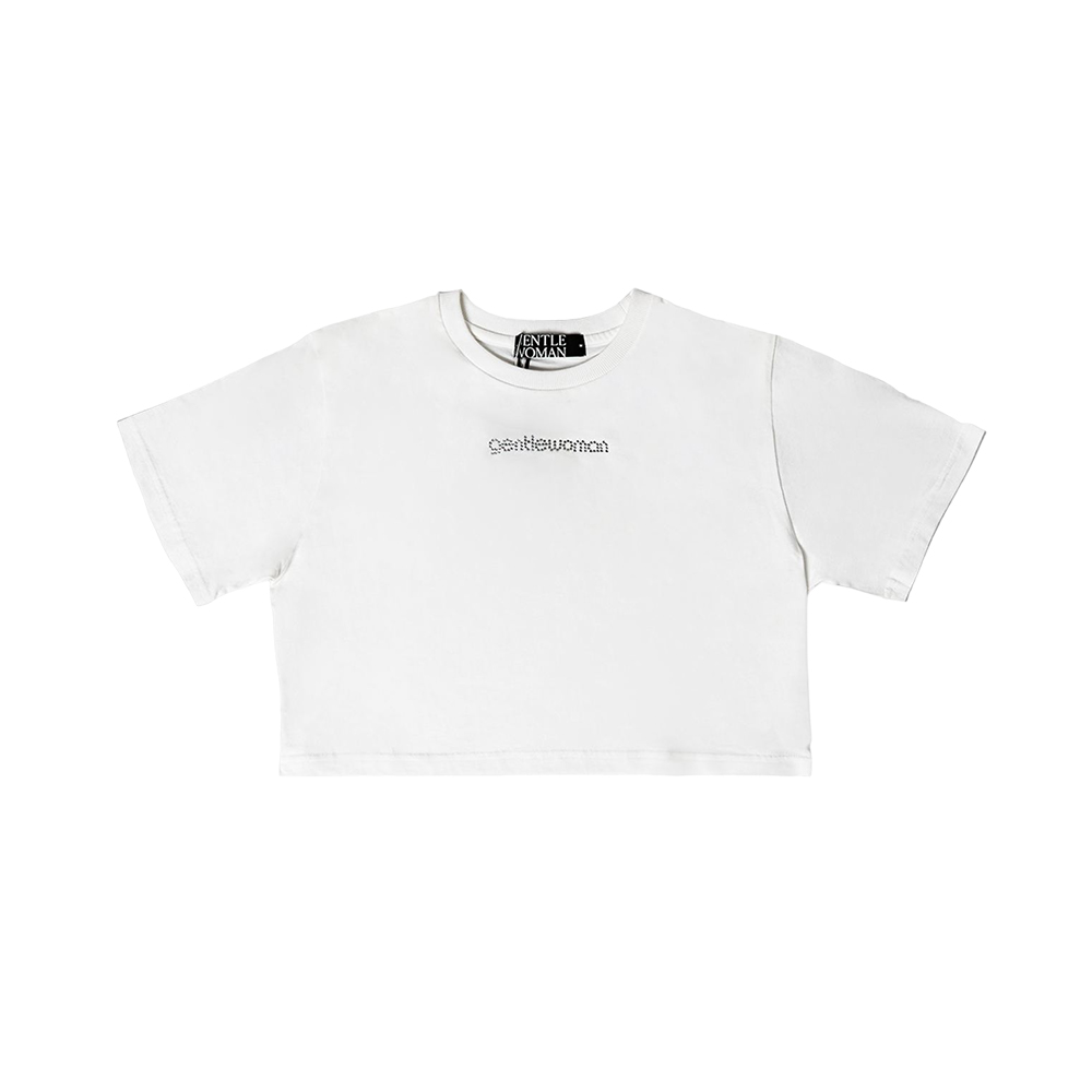 Gentlewoman Crystal Embellished Cropped Top White – voilà.id