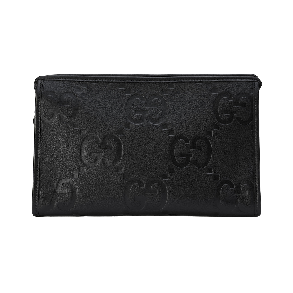 Gucci Jumbo GG Embossed Pouch Leather Black – voilà.id