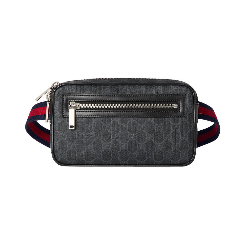 Gucci GG Logo Supreme Canvas Belt Bag with Zip Pocket Black voila.id