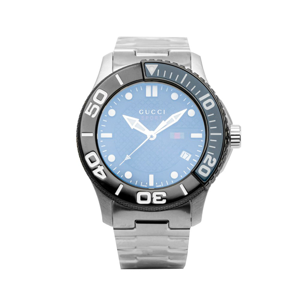 Gucci G-Timeless 44 - GG Quartz Navy Stainless Steel – voilà.id