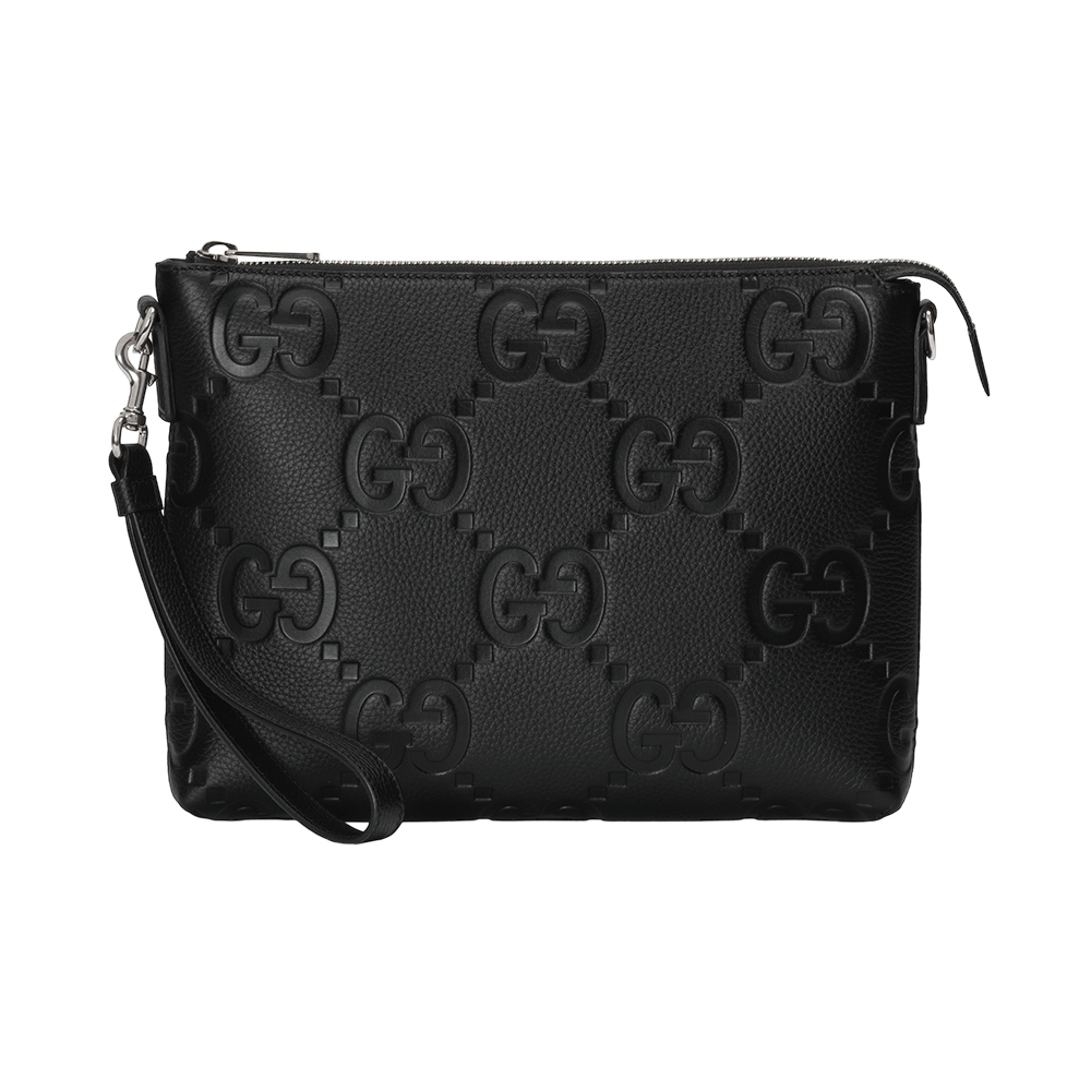 Gucci Jumbo GG Embossed Medium Clutch Crossbody Bag Black – voilà.id