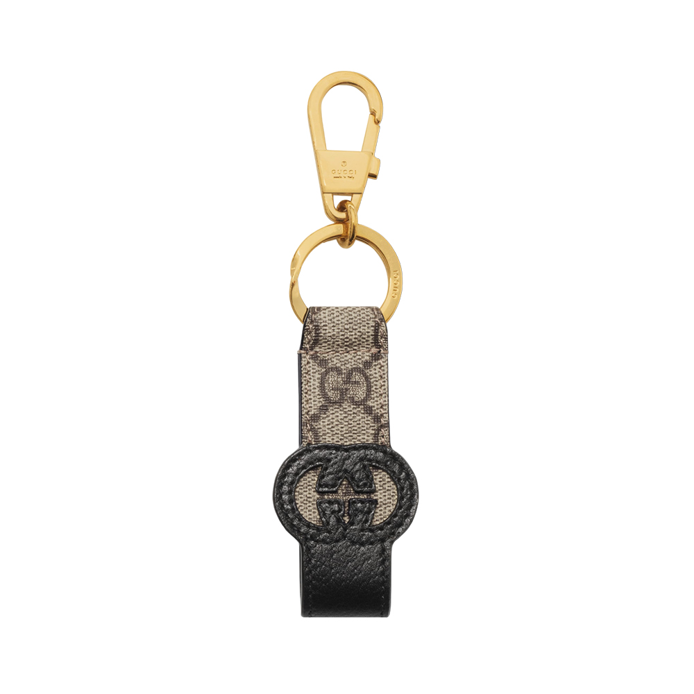 Gucci Cut-Out Interlocking G Keyring Black Beige – voilà.id