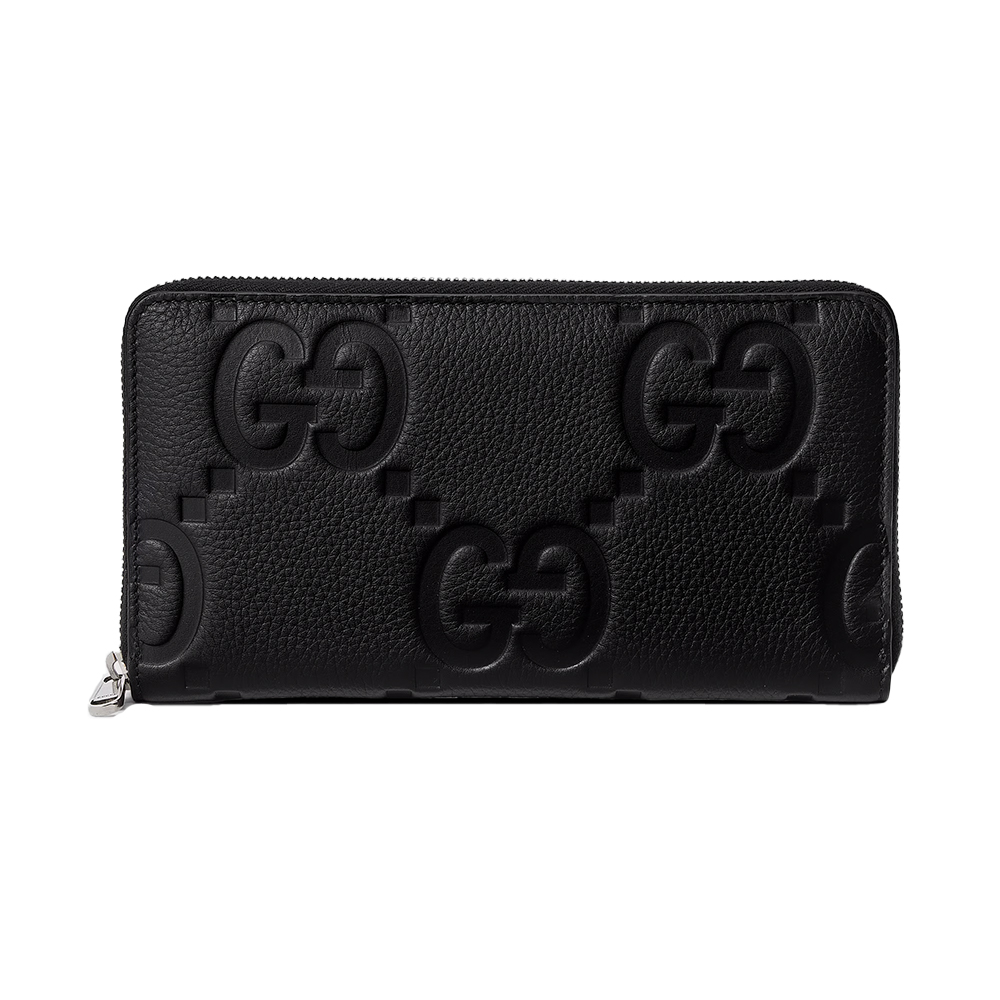 Gucci Jumbo GG Embossed Zip Wallet Black – voilà.id