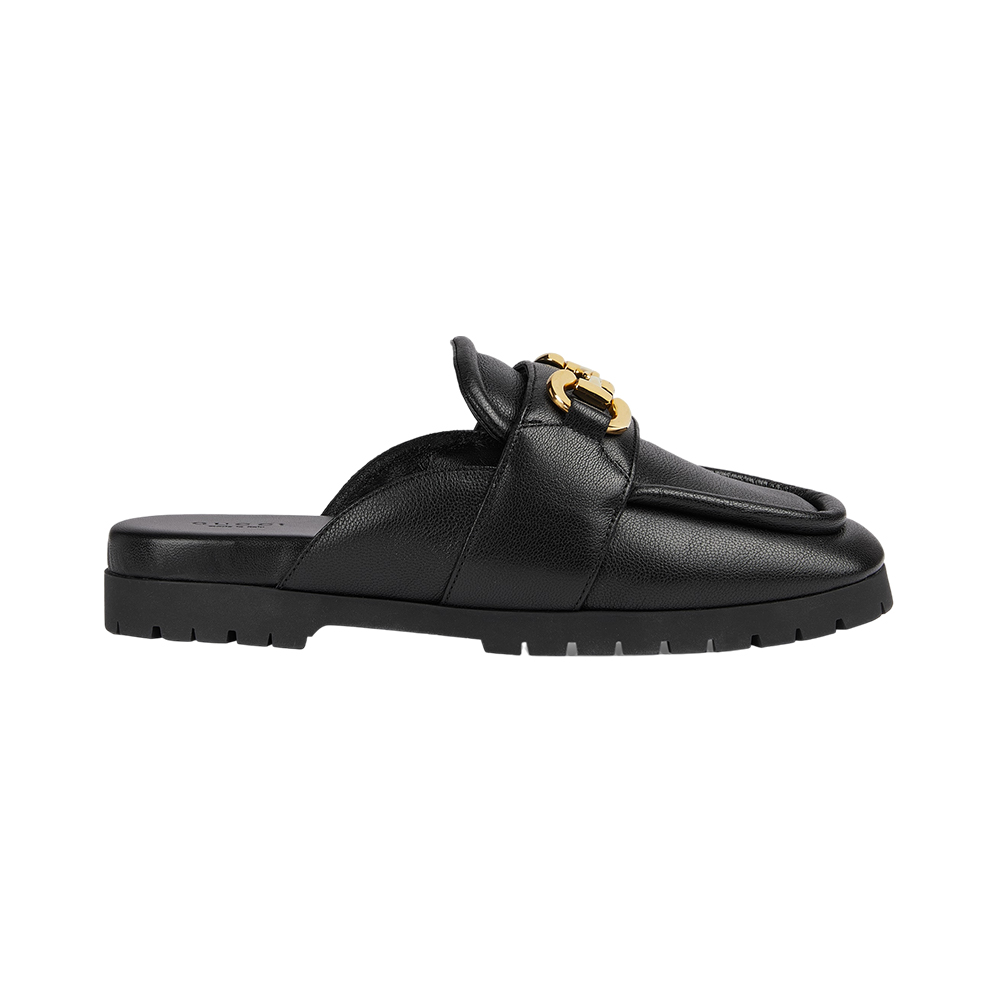 Gucci Horsebit Square Toe Mules Black Gold – voilà.id