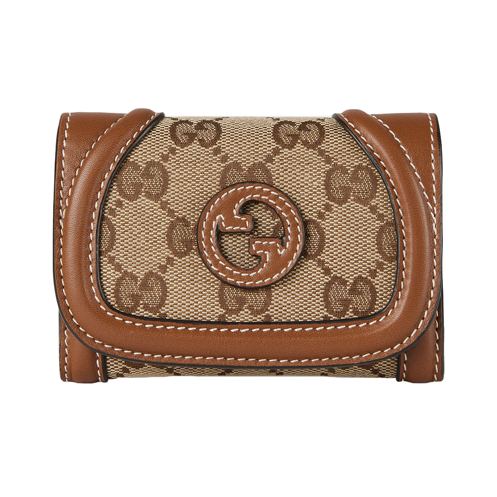 Gucci Blondie GG Canvas Flap Card Case Beige Dark Brown – voilà.id