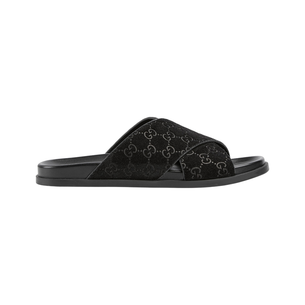 Gucci GG Criss-Cross Suede Slides Black – voilà.id