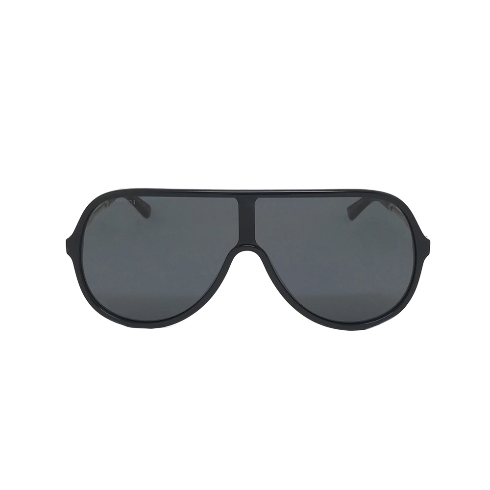Gucci GG0199S Aviator Shield Sunglasses Shiny Black – voilà.id