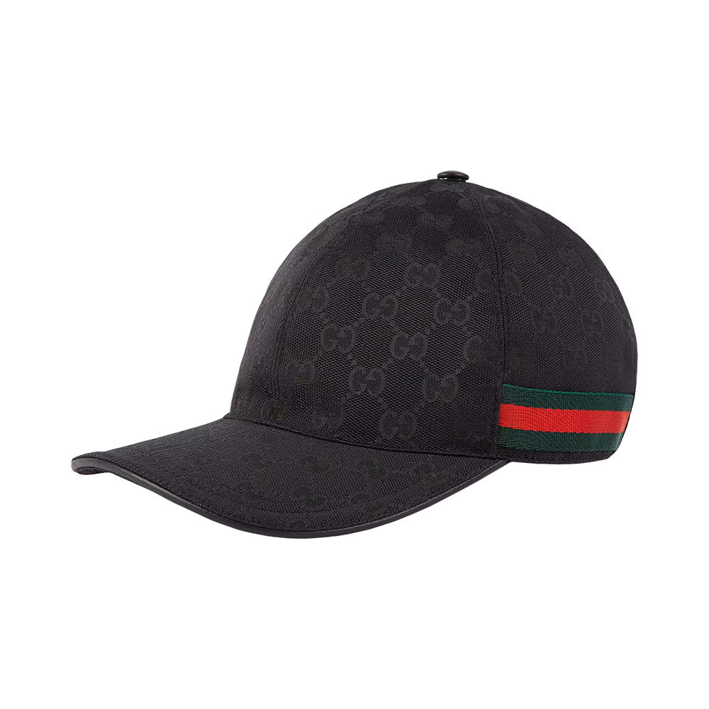 Gucci Original GG Canvas Baseball Hat with Red Green Stripe Black ...