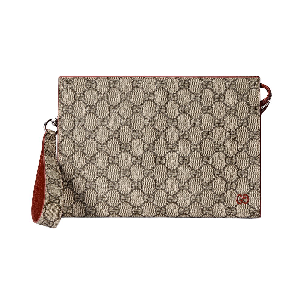 Gucci Pouch with GG Detail Supreme Canvas Beige Ebony Red – voilà.id