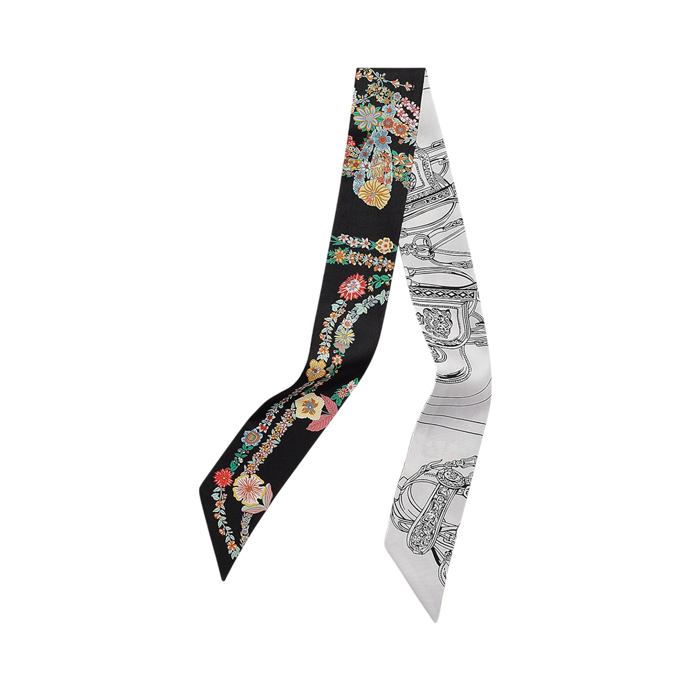 Hermès Brides de Gala en Fleurs Twilly Noir / Multicolore / Blanc – voilà.id