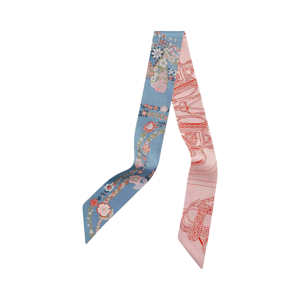 Hermès Brides de Gala en Fleurs Twilly Bleu Jean / Rose / Saumon – voilà.id