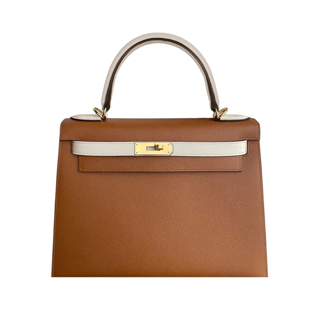 Hermès Kelly 25 Biscuit / Craie Epsom Brushed Gold Hardware – voilà.id