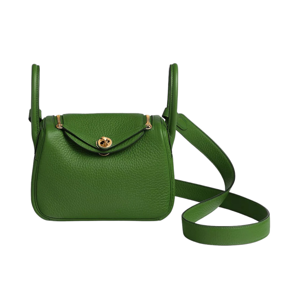 Hermès Mini Lindy II Vert Mangrove Taurillon Clemence Ghw K – voilà.id