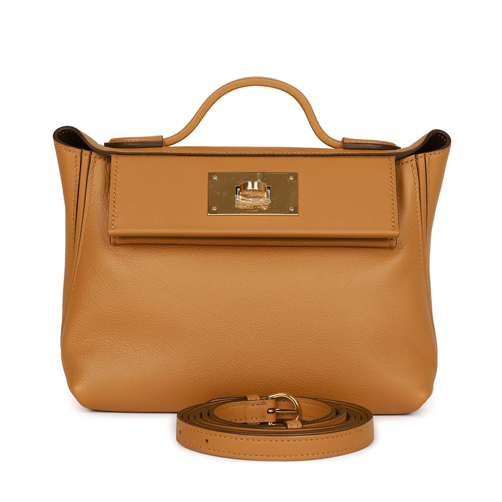 Hermès 24/24-21 Caramel Swift/Evercolor Ghw B with New Blue Jean ...