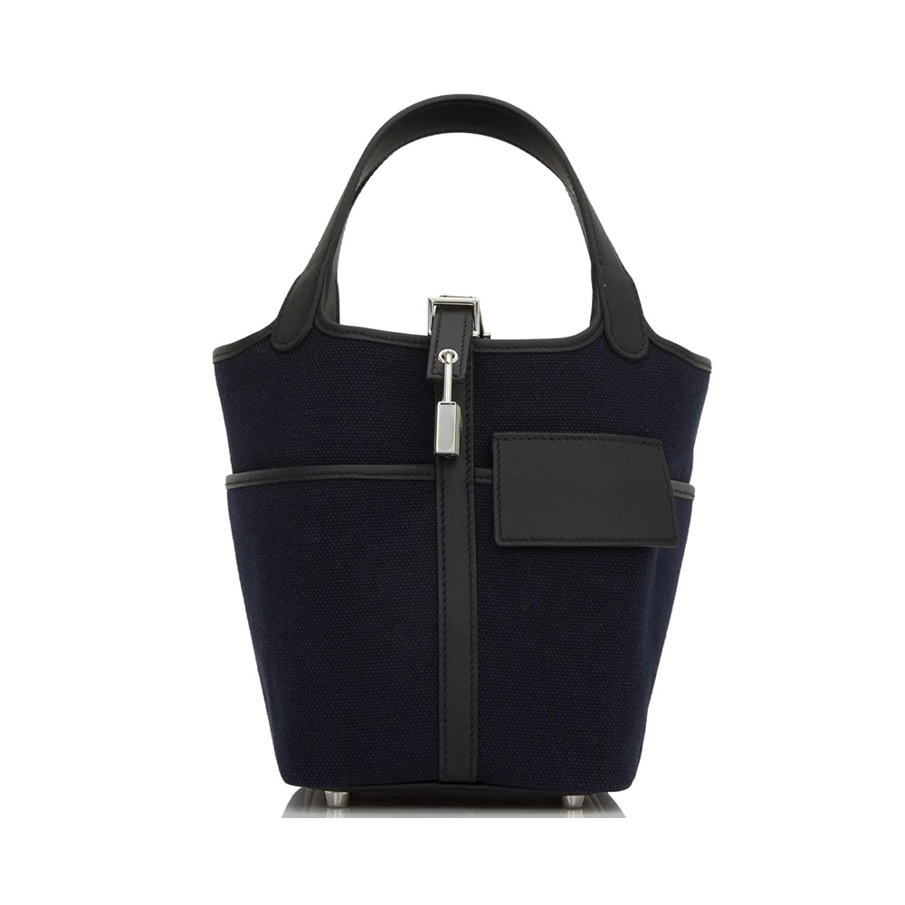 Hermès Picotin 18 Cargo Blue Marine/Black Toile Goeland and Swift Phw ...