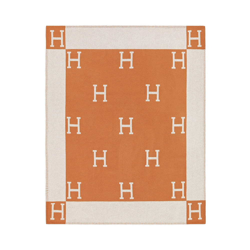 Hermes Avalon Throw Blanket Terre Cuite Écru/Potiron – voilà.id