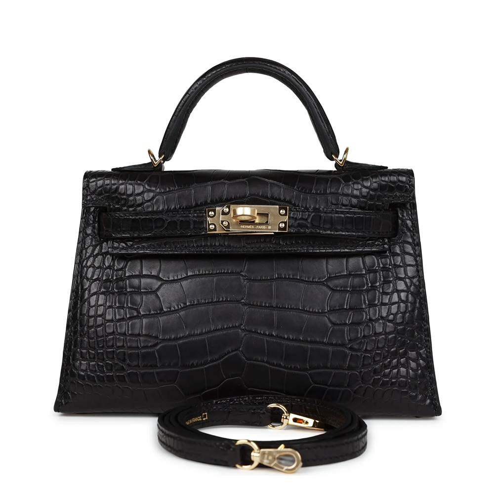 Hermès Kelly 20 Black Matte Alligator Pbhw with Lime Inside – voilà.id
