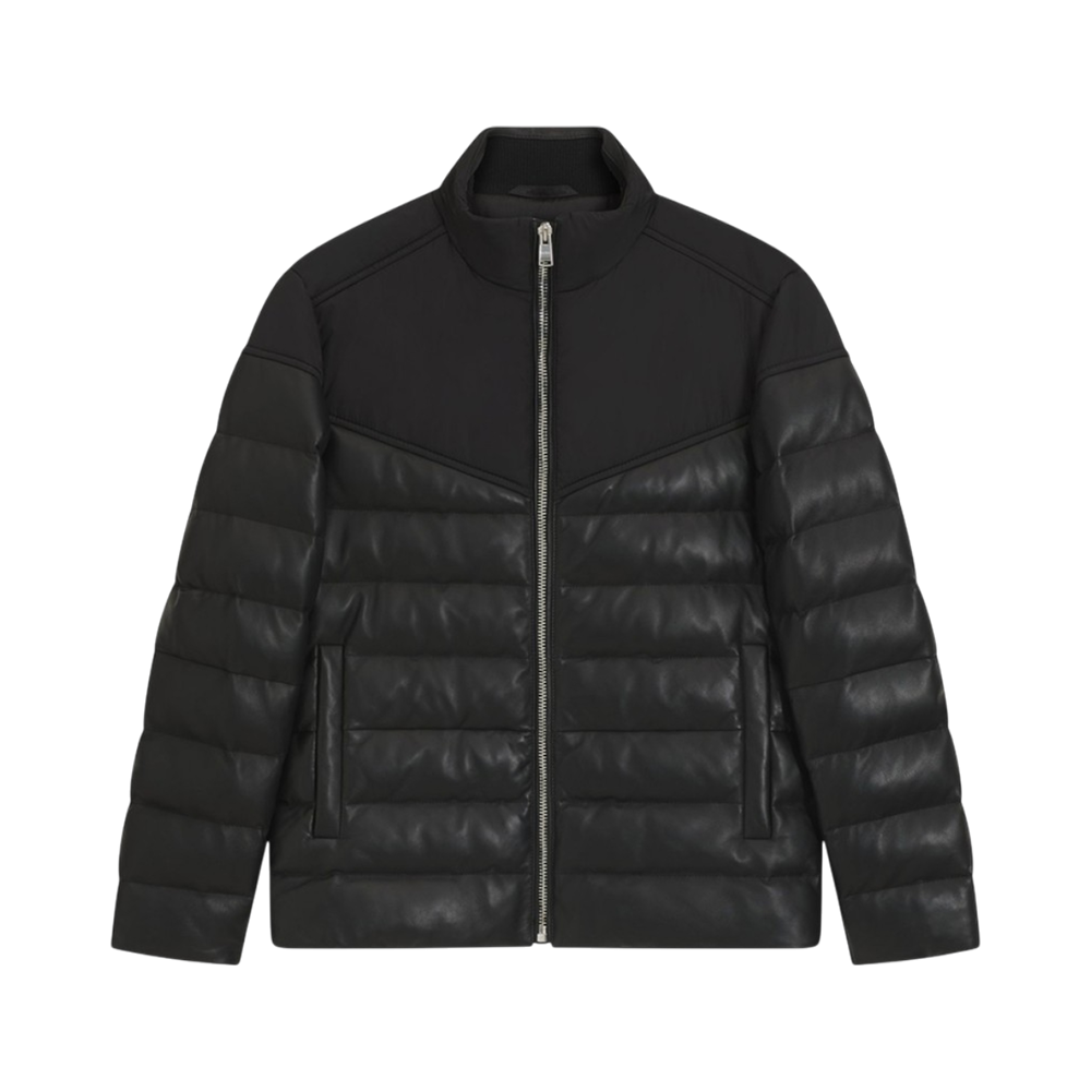 Hugo Boss Quilted Puffer Leather Jacket With Stand Collar Black – voilà.id