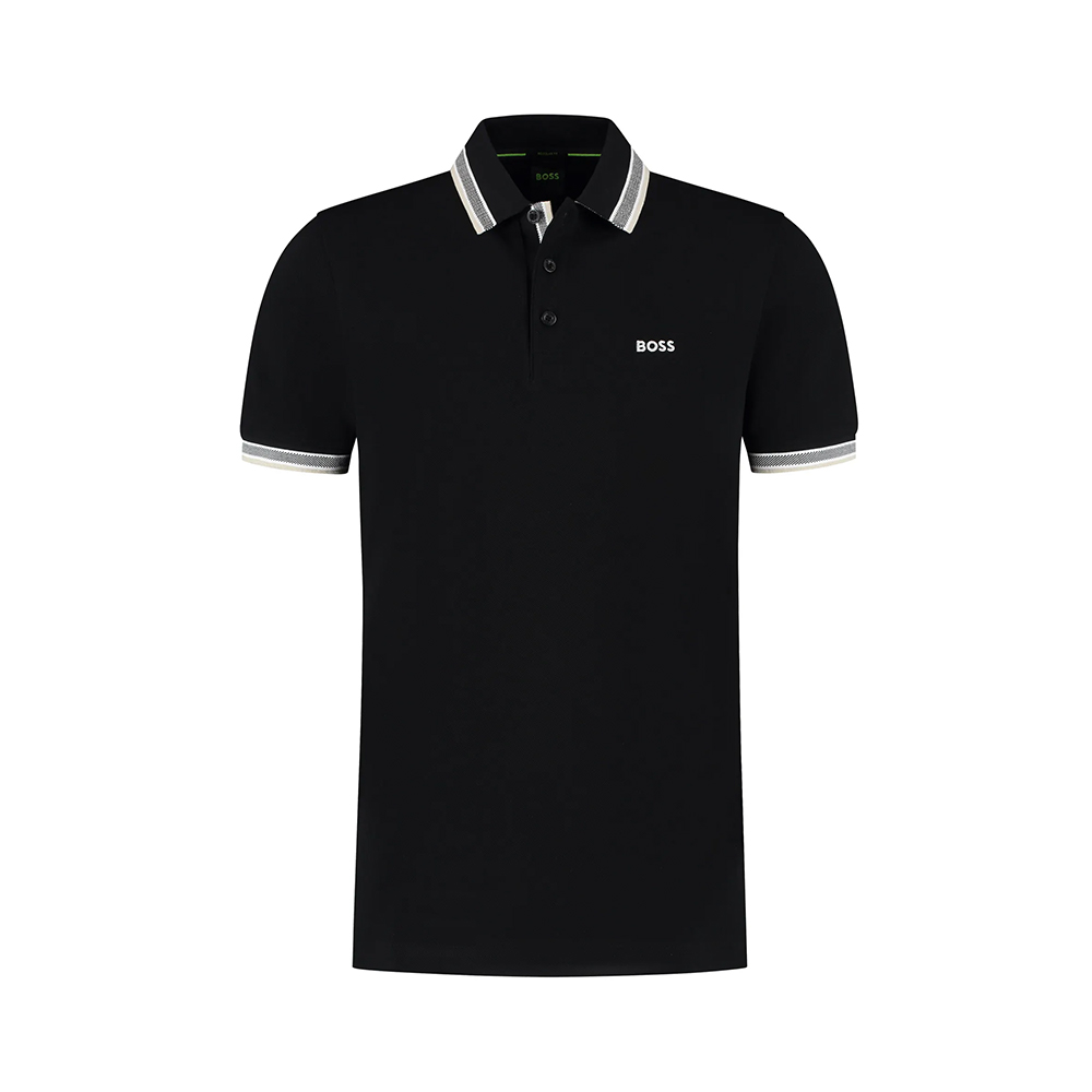 Hugo Boss Style Paddy Contrast Logo Polo Shirt Black Charcoal – voilà.id