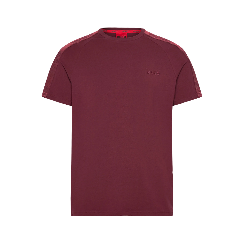 Hugo Boss Embroidered Red Logo Stripes T-Shirt Dark Red – voilà.id