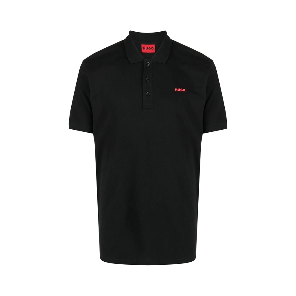 Hugo Boss Donos222 Logo Embroidered Polo Shirt Black – voilà.id