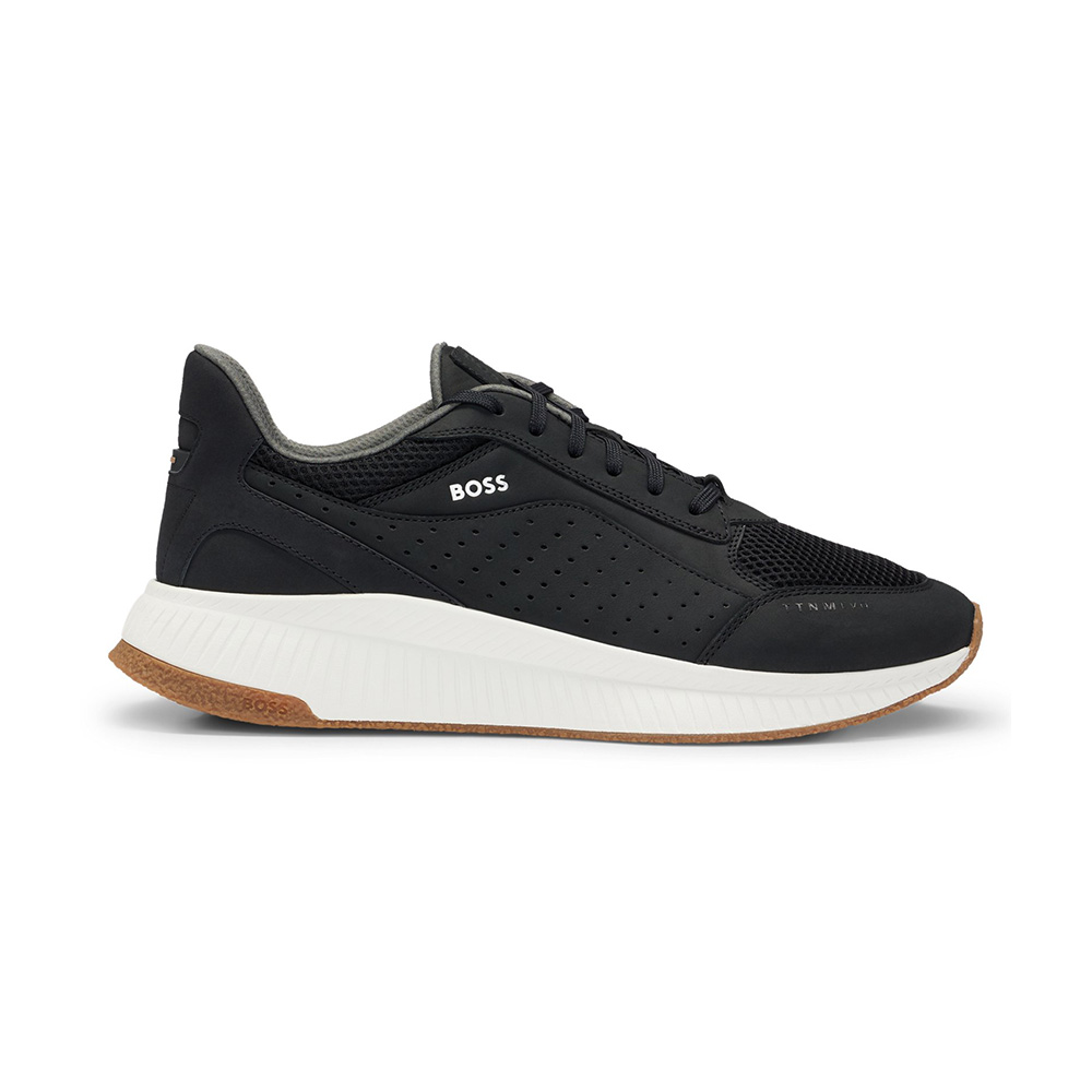 Hugo Boss TTNM Evo Leather with Mesh Running Sneakers Black – voilà.id