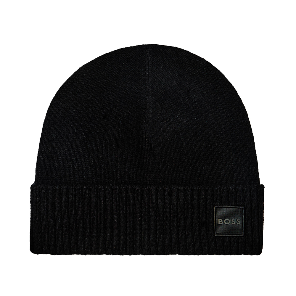 Hugo Boss Wool Blend Knit Beanie Hat Black – voilà.id