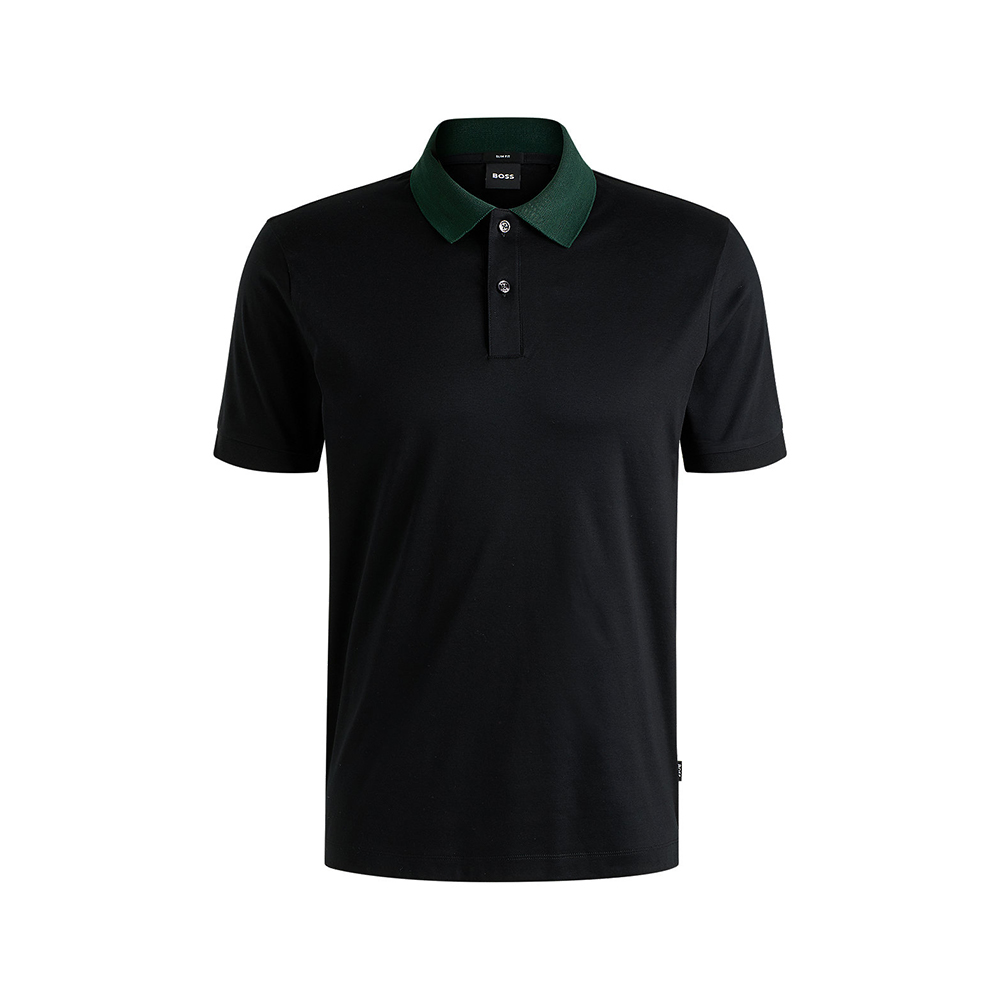 Hugo Boss Collar Stripes Mercerised Slim Fit Polo Shirt Black – voilà.id
