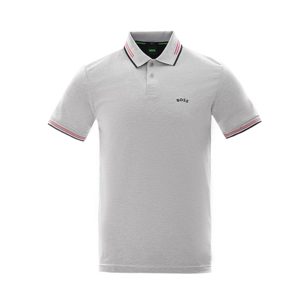 Hugo Boss Style Paul Curved Slim Fit Polo Shirt Open Grey/Red/Black ...
